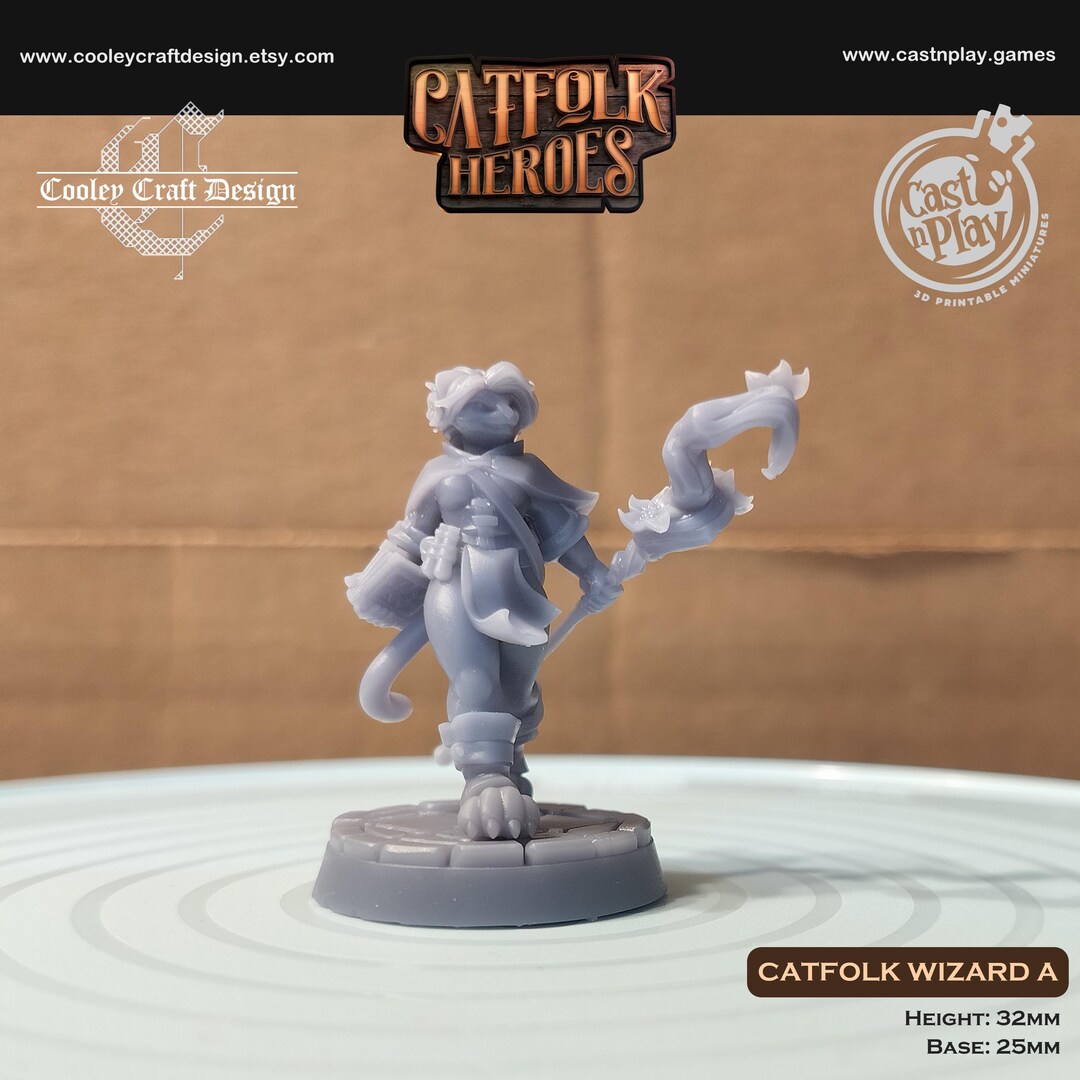 Catfolk Heros - WIZARDS | 3D Printed Minis | D&D | Gaming | Tabletop ...