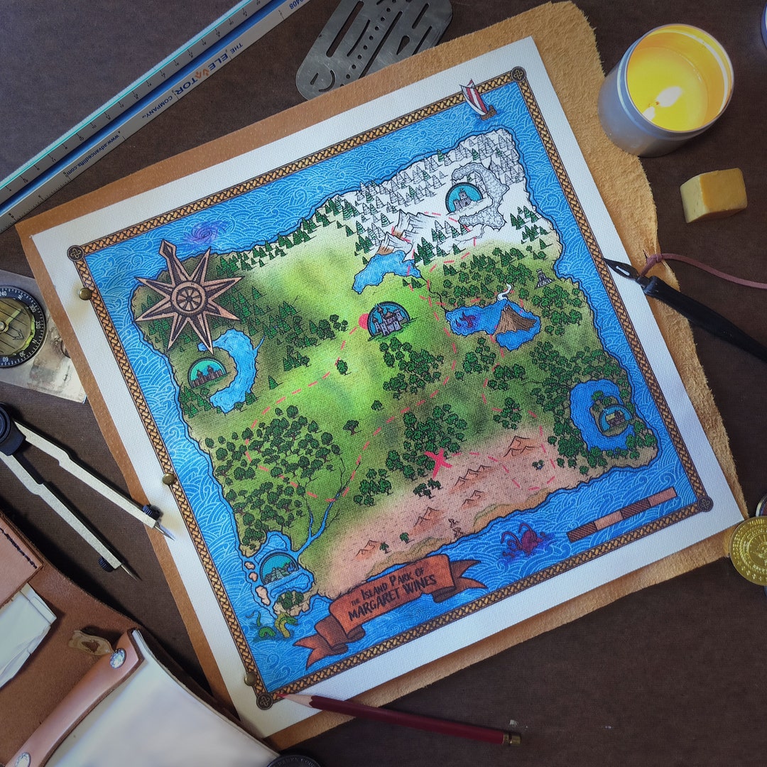 Stylized Fantasy Treasure Map of Margaret Wines Park – Lehi UT - Etsy