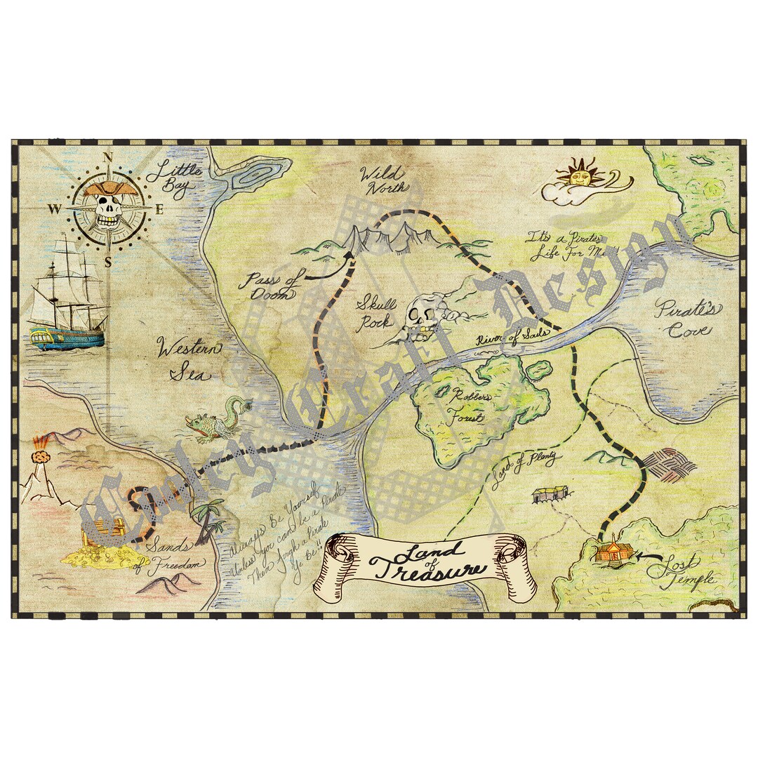 Kids Pirate Treasure Map - Digital - Etsy
