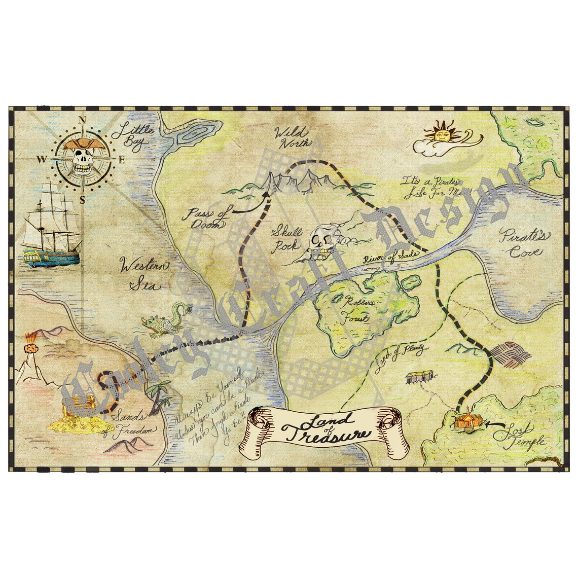 Kids Pirate Treasure Map - Digital - Etsy