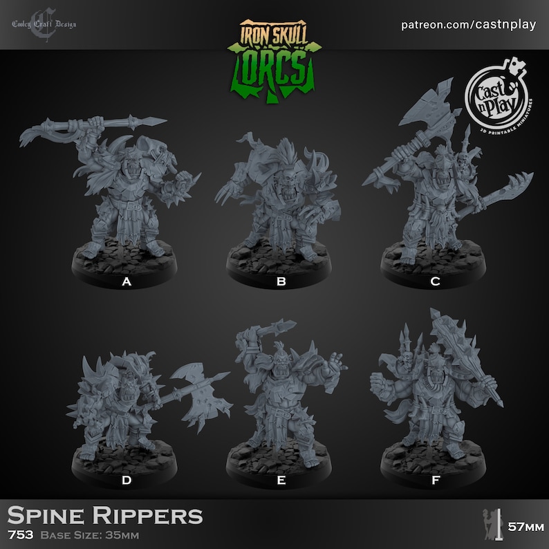 IRON SKULL Orcs Spine Rippers 3D Printed Minis D&D Props Gaming ...