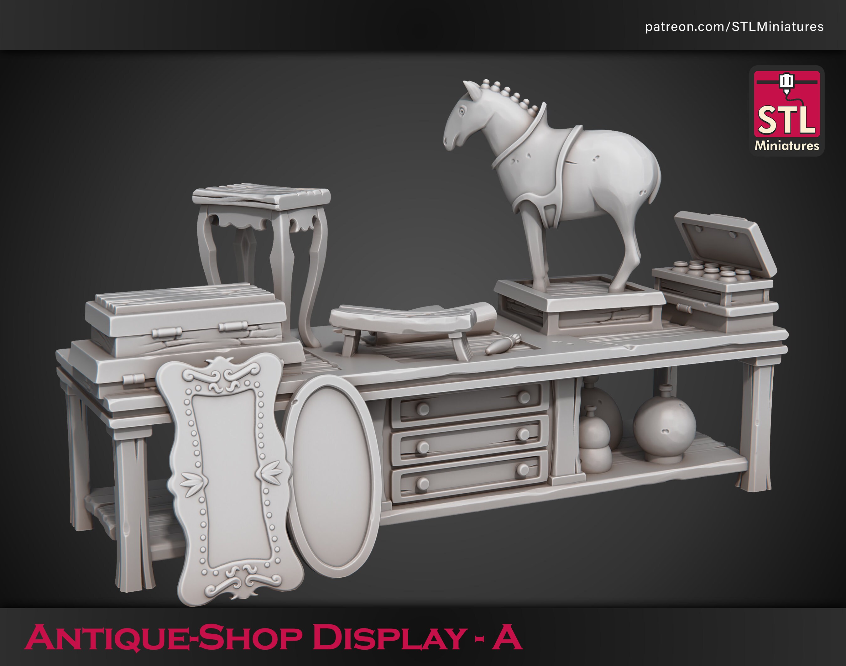 Antique-shop 3D Printed Minis D&D Props Gaming Tabletop STL Miniatures ...