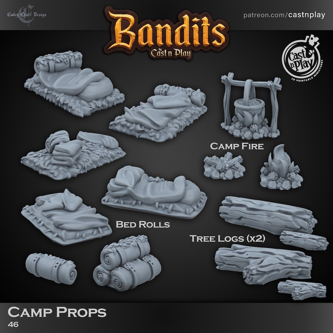 Camp Props - Bandits | 3D Printed Minis | D&D | Props | Gaming | Tabletop | Cast-n-play ...
