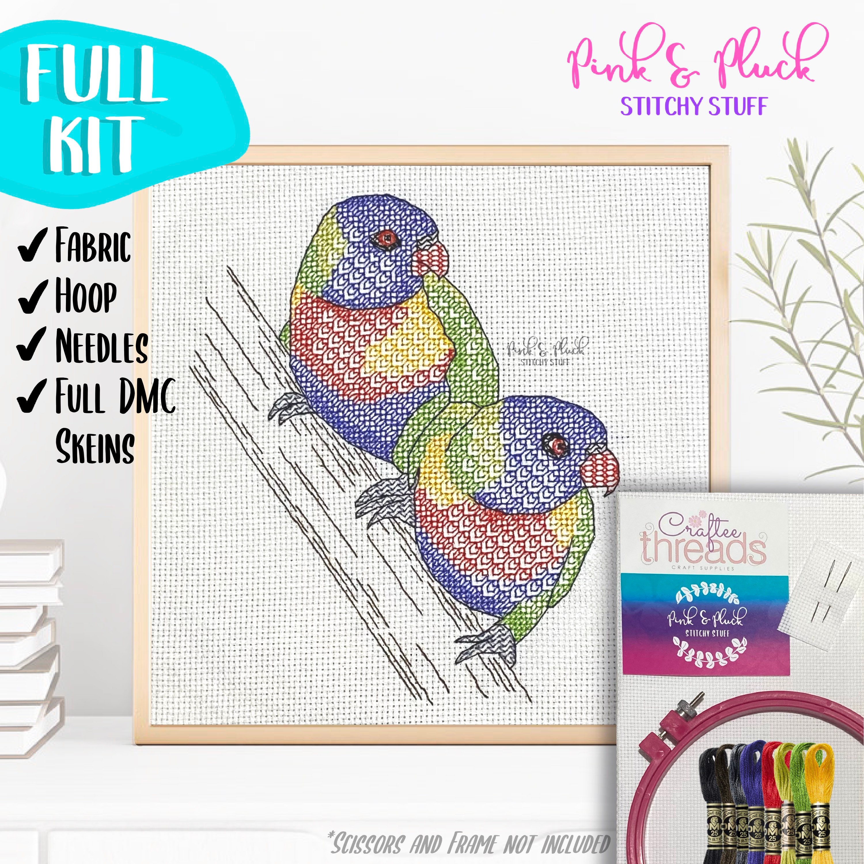 Rainbow Lorikeet Australian Native Bird Series Modern Blackwork KIT Pattern Aussie Design - Etsy ...