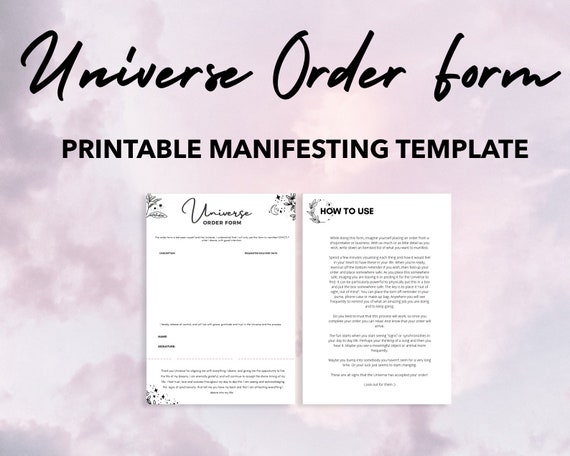 Universe Order Form PRINTABLE TEMPLATE | Etsy