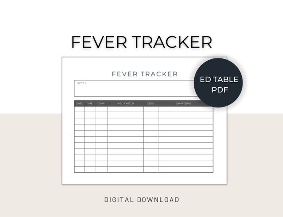 Fever Tracker Editable Tracker Printable Planner | Etsy
