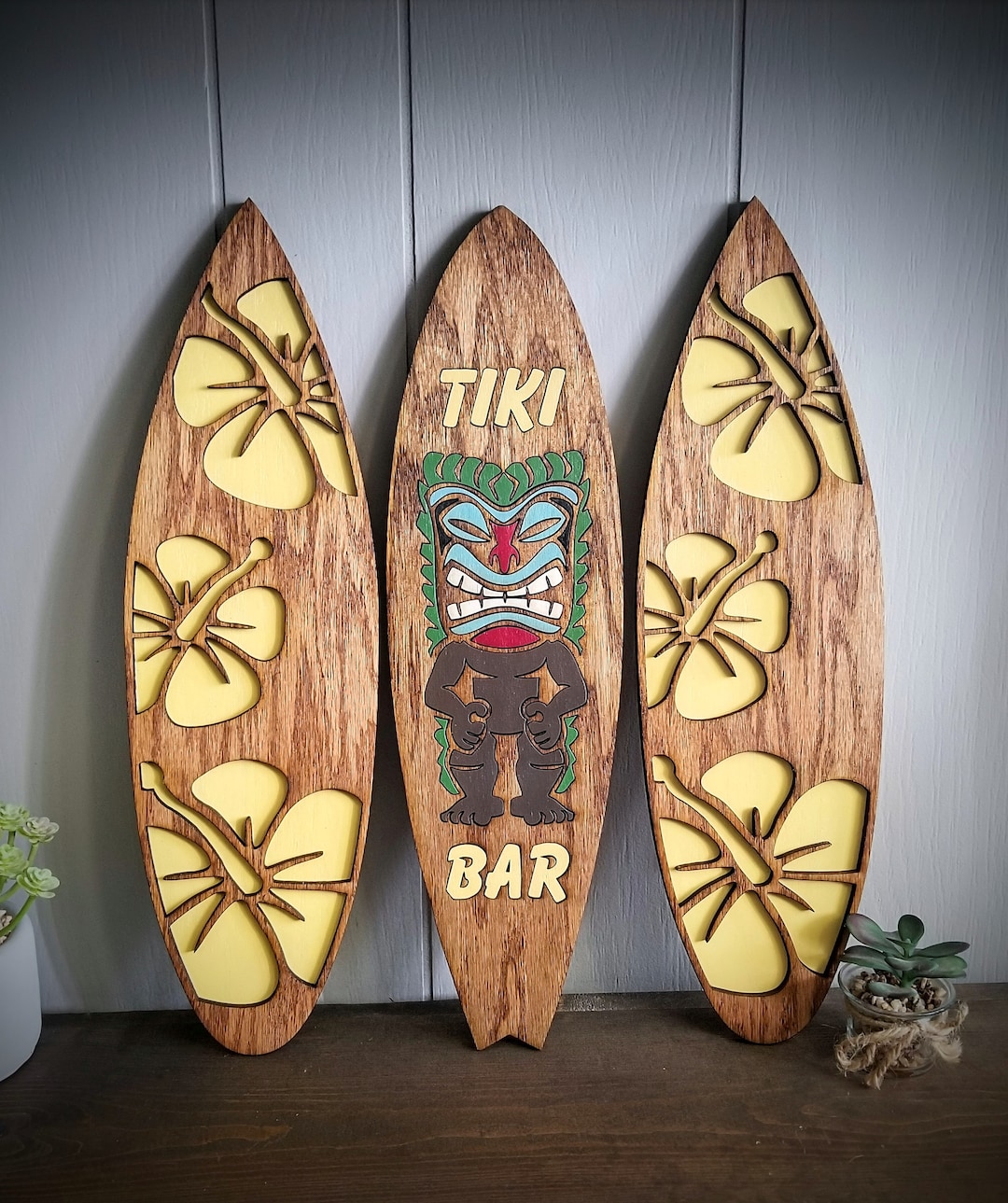 Tiki Bar Surfboards Hawaiian Surfboards Hibiscus Flower - Etsy