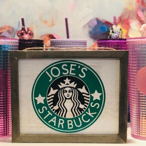 Personalized Starbucks Sign, Farmhouse Sign, Rustic Sign, Coffee Bar ...