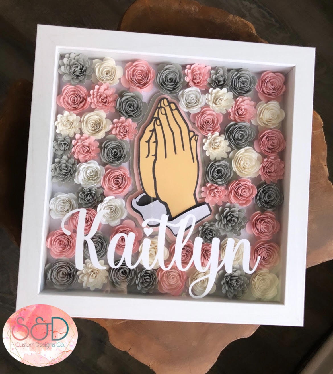 Baptism, First Communion, Confirmation, Prayer Hands Shadow Box With ...