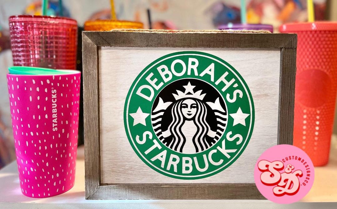 Personalized Starbucks Sign, Farmhouse Sign, Rustic Sign, Coffee Bar ...