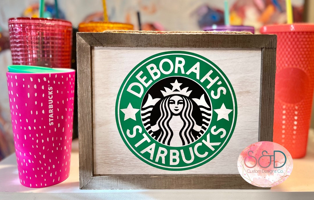 Personalized Starbucks Sign, Farmhouse Sign, Rustic Sign, Coffee Bar ...