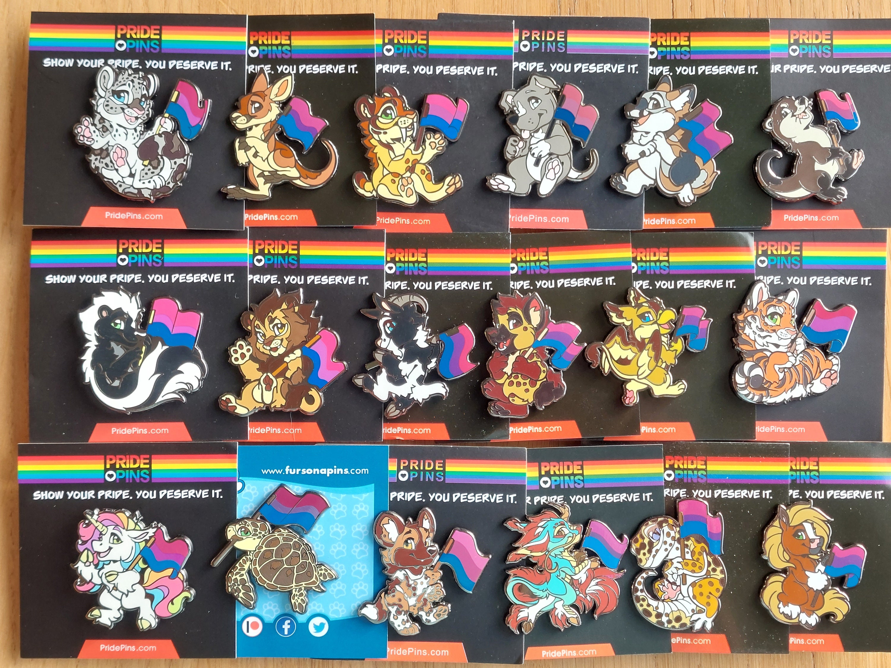 Fursona Pins Bisexual Pride Flag Pins seconds - Etsy
