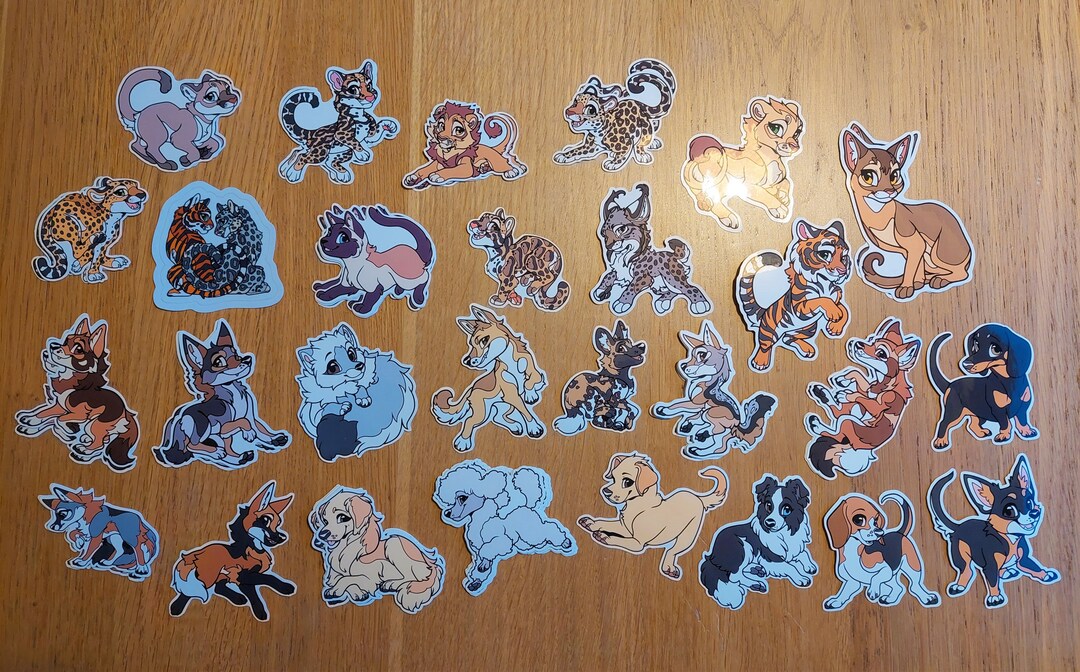 Feline and Canine Stickers by Fursona Pins - Etsy