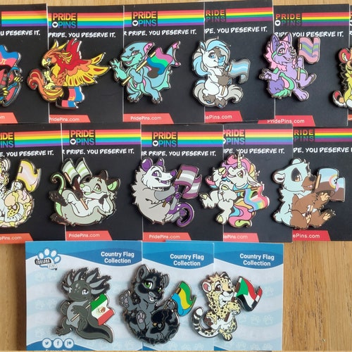 Fursona Pins Various Pride Flags and Country Flags seconds - Etsy