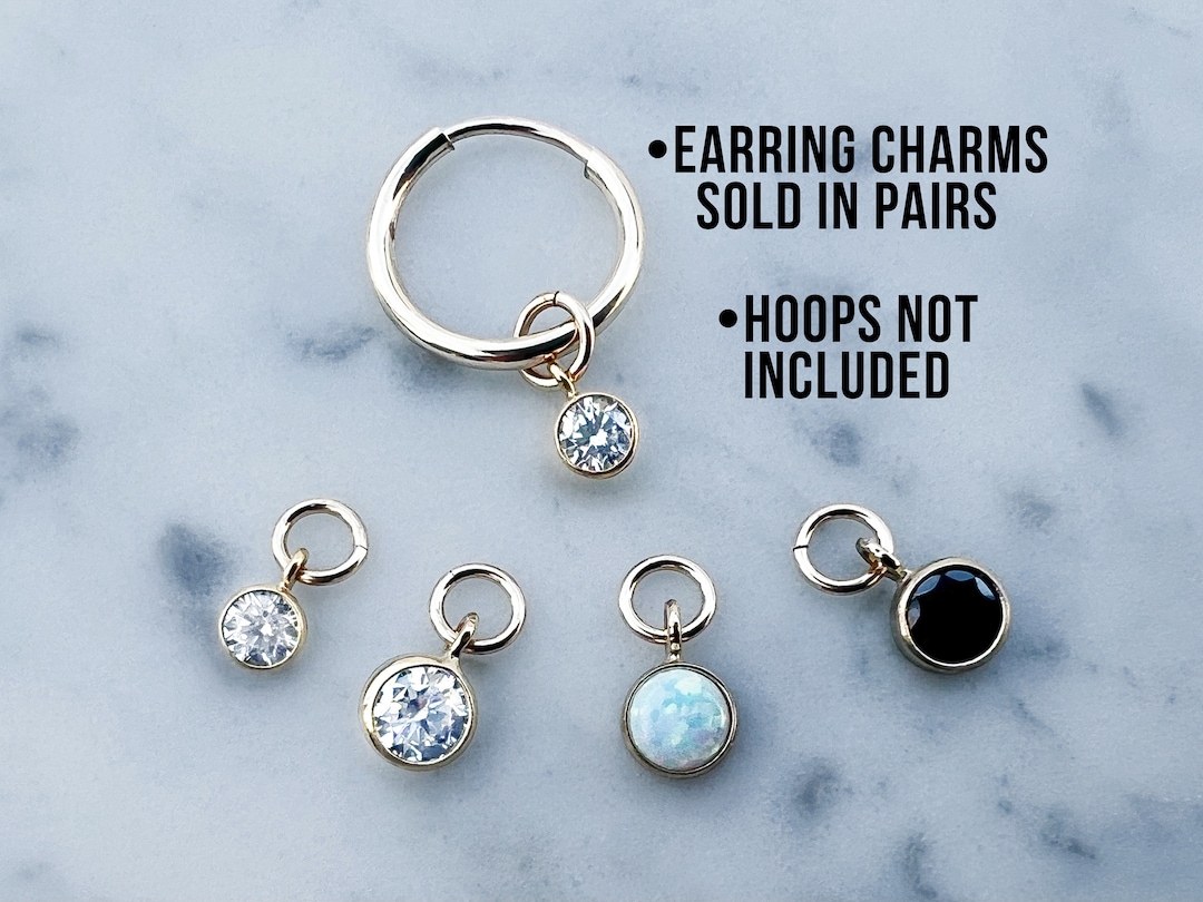 14k Gold Filled Earring Charm - Simulated Opal Diamond Charm for Earring Gold - Gold Charm for ...