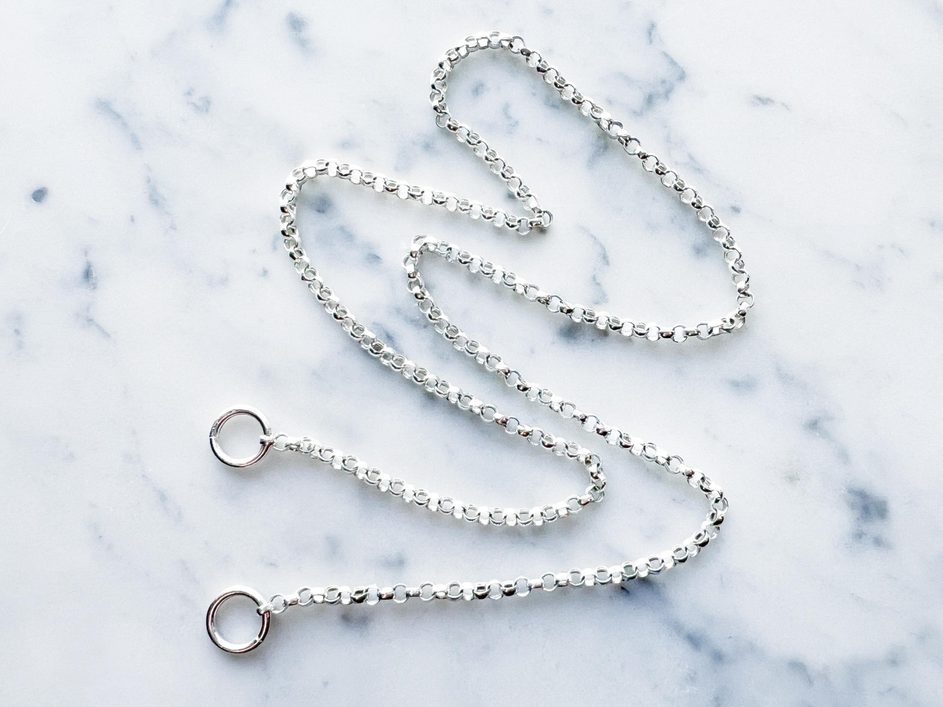 Sterling Silver Rolo Chain Carabiner Necklace - 2.3mm Medium Rolo ...
