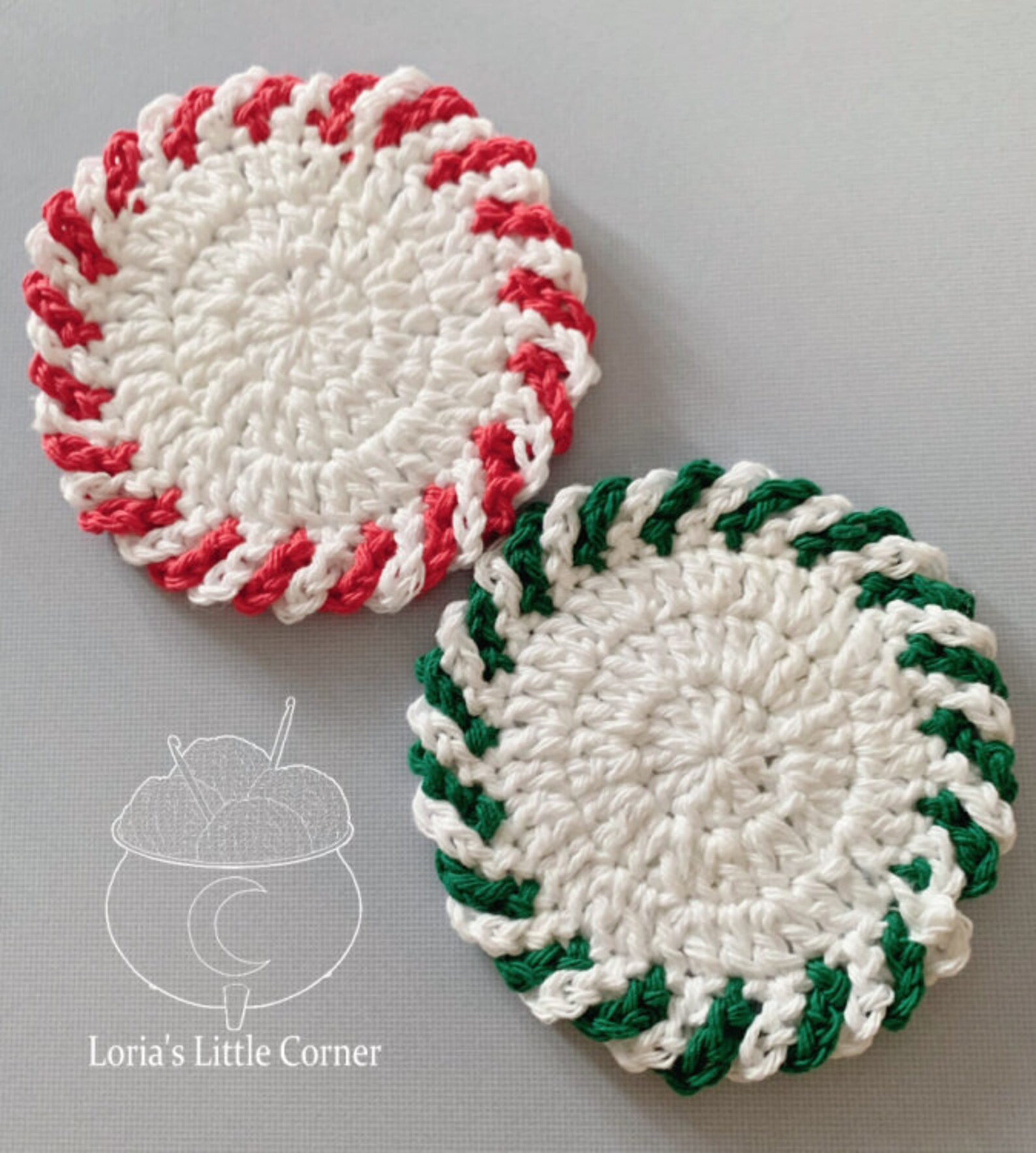 Crochet Peppermint Set Coasters - Etsy