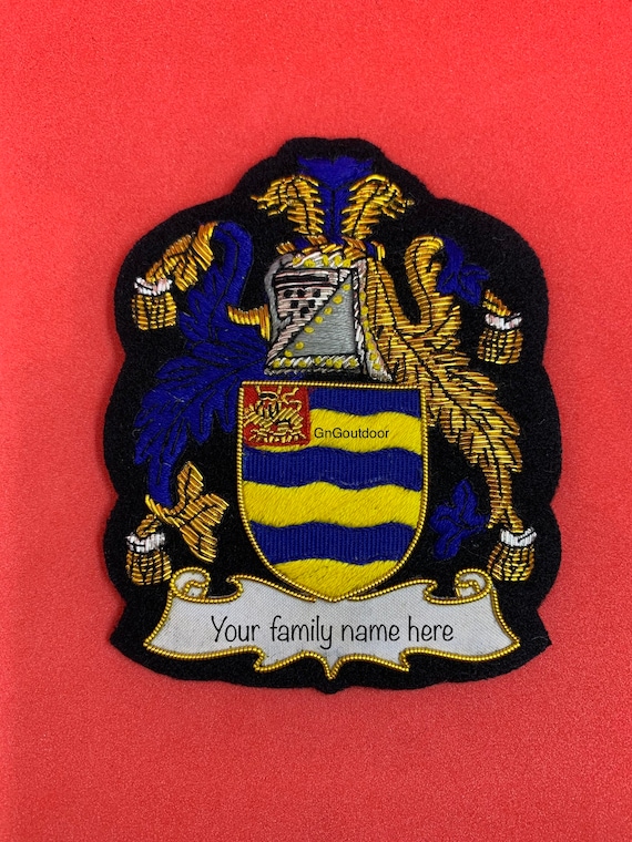 Family Crest Blazer Badge Hand Embroidered Bullion and Wire - Etsy