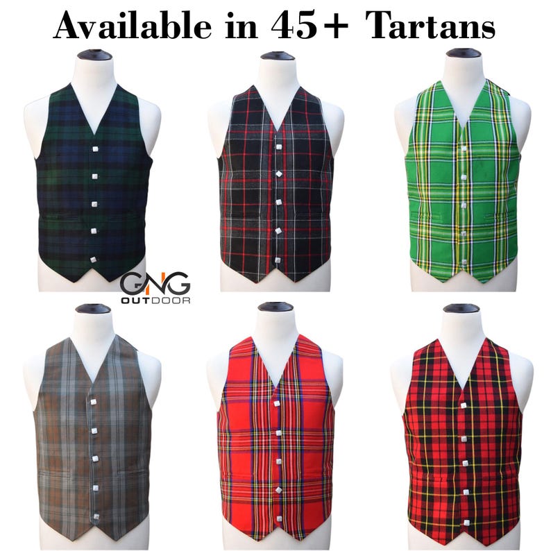 Men's Wedding Tartan Vest 5 Button Scottish Kilt Waistcoat Available in ...