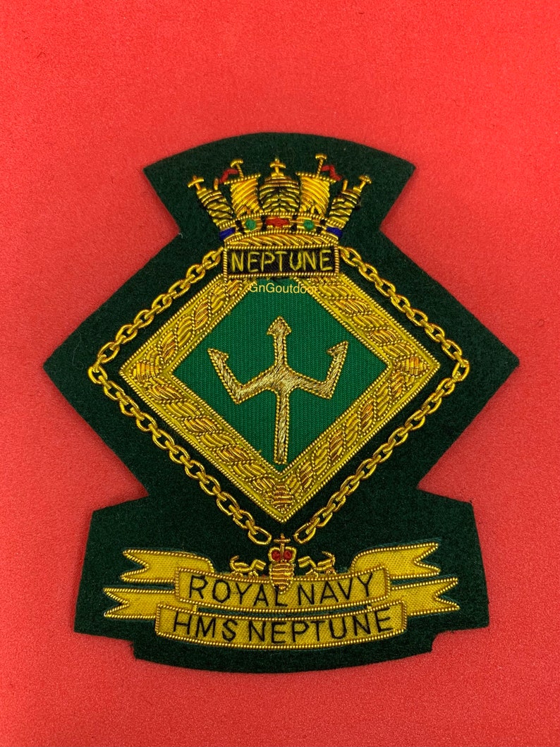 HMS Neptune Royal Navy Blazer Badge Royal Navy Embroidered Bullion Wire ...
