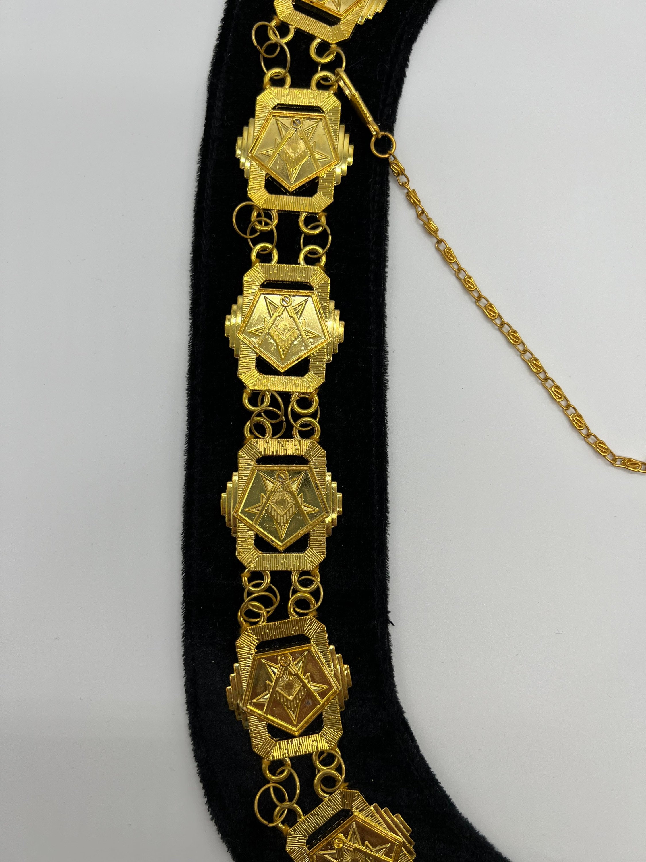Masonic Regalia Order of Eastern Star Patron Gold Metal Chain Collar on ...