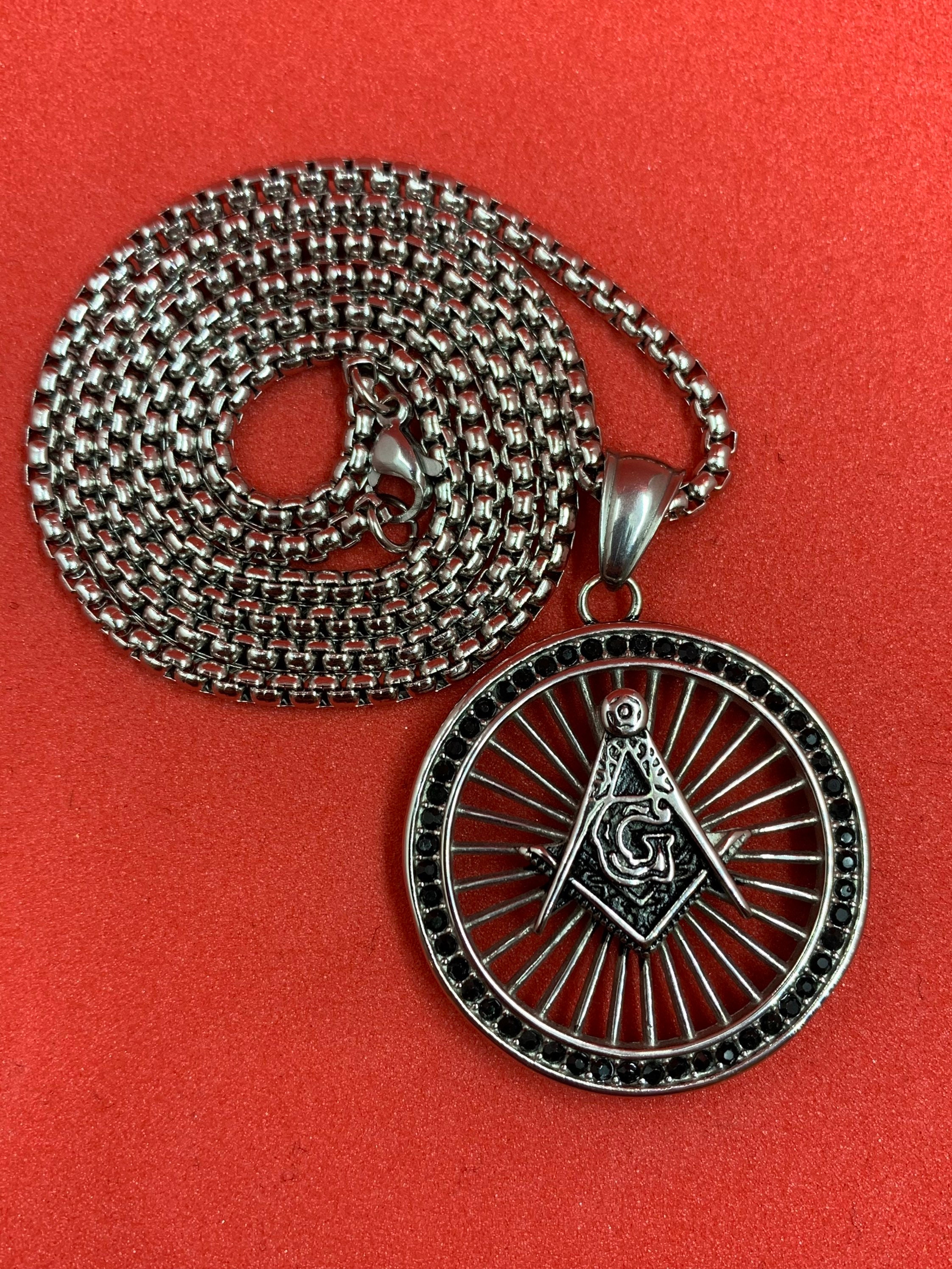 Masonic Square and Compass G Chain Pendant Masonic Silver Neck Wear and ...