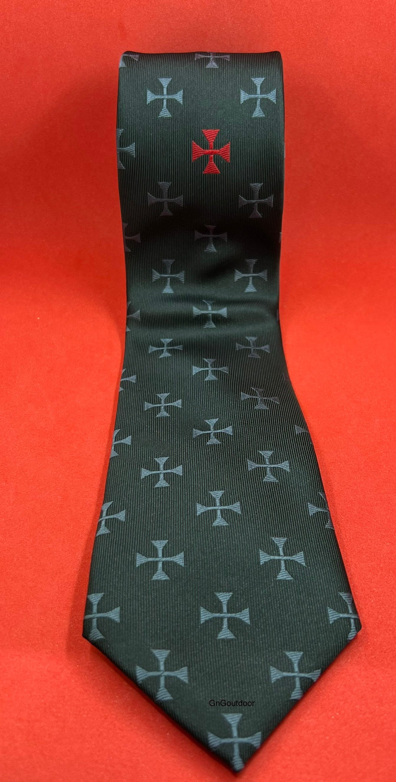 Masonic Knights Templar Cross Black Tie and Bow Set Handmade Knights ...