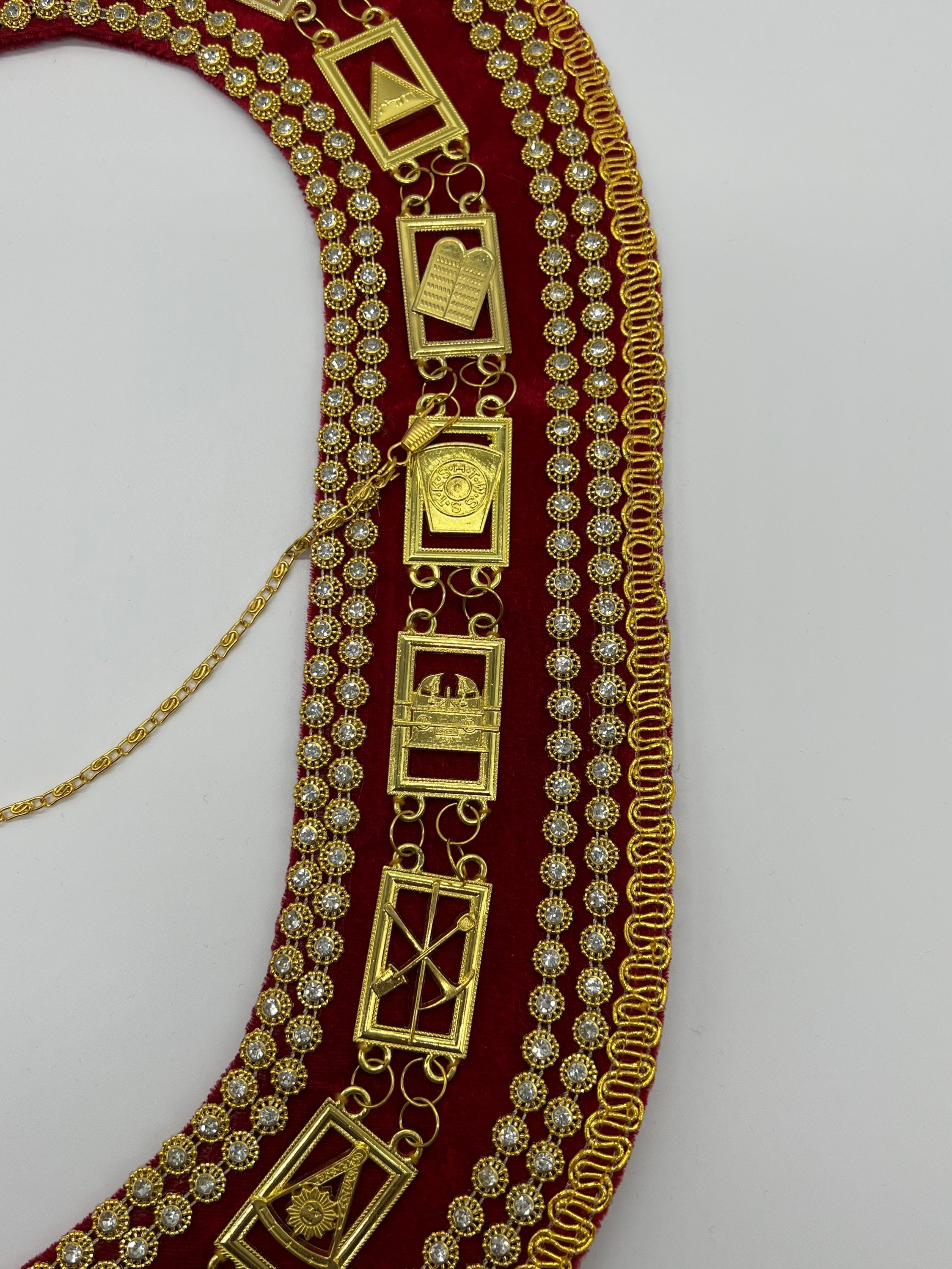 Masonic Regalia Order of Eastern Star Patron Gold Metal Chain Collar on ...