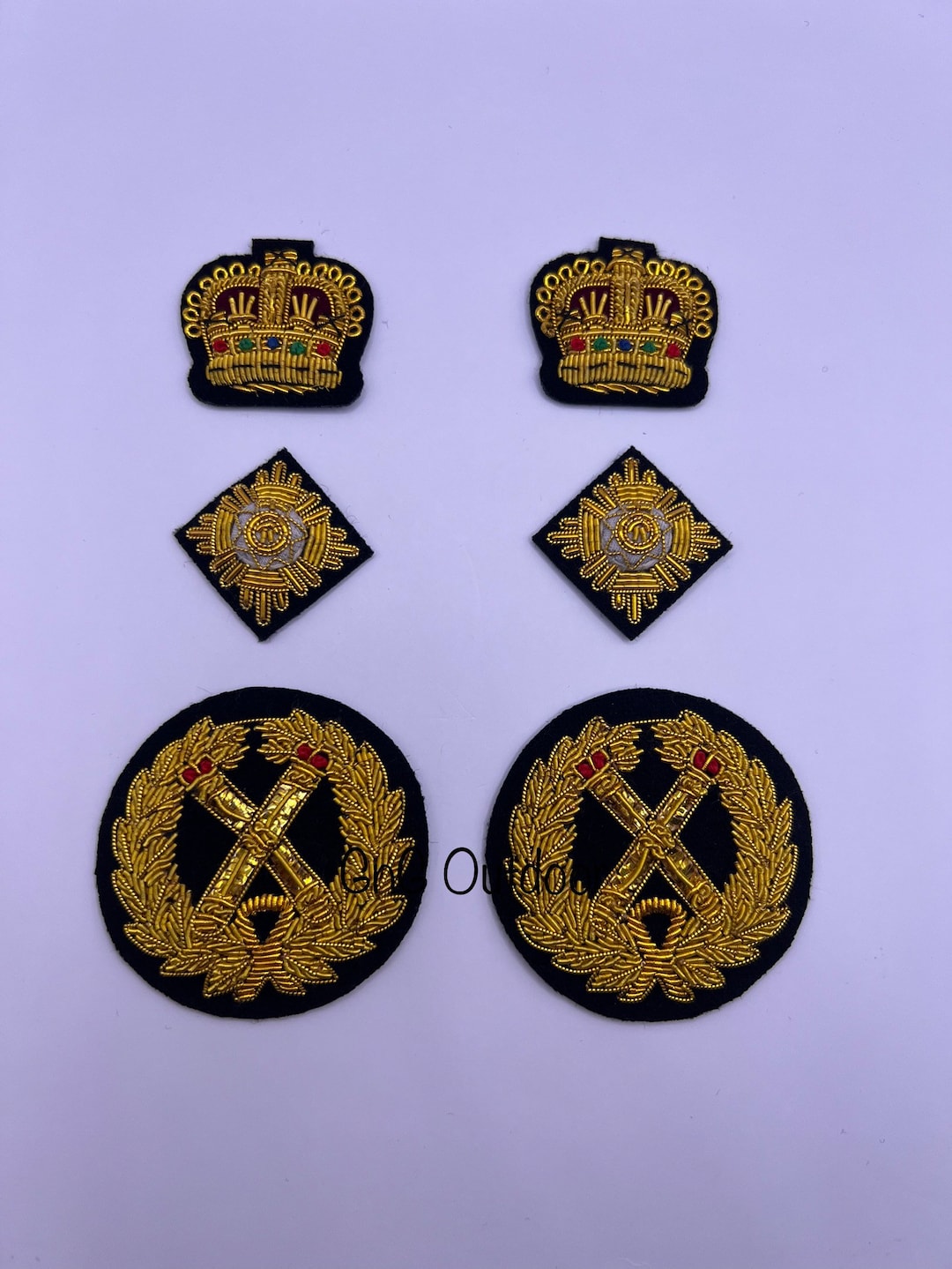 Hand Embroidered Gold Bullion Wire Rank Set Shoulder Rank Badges ...