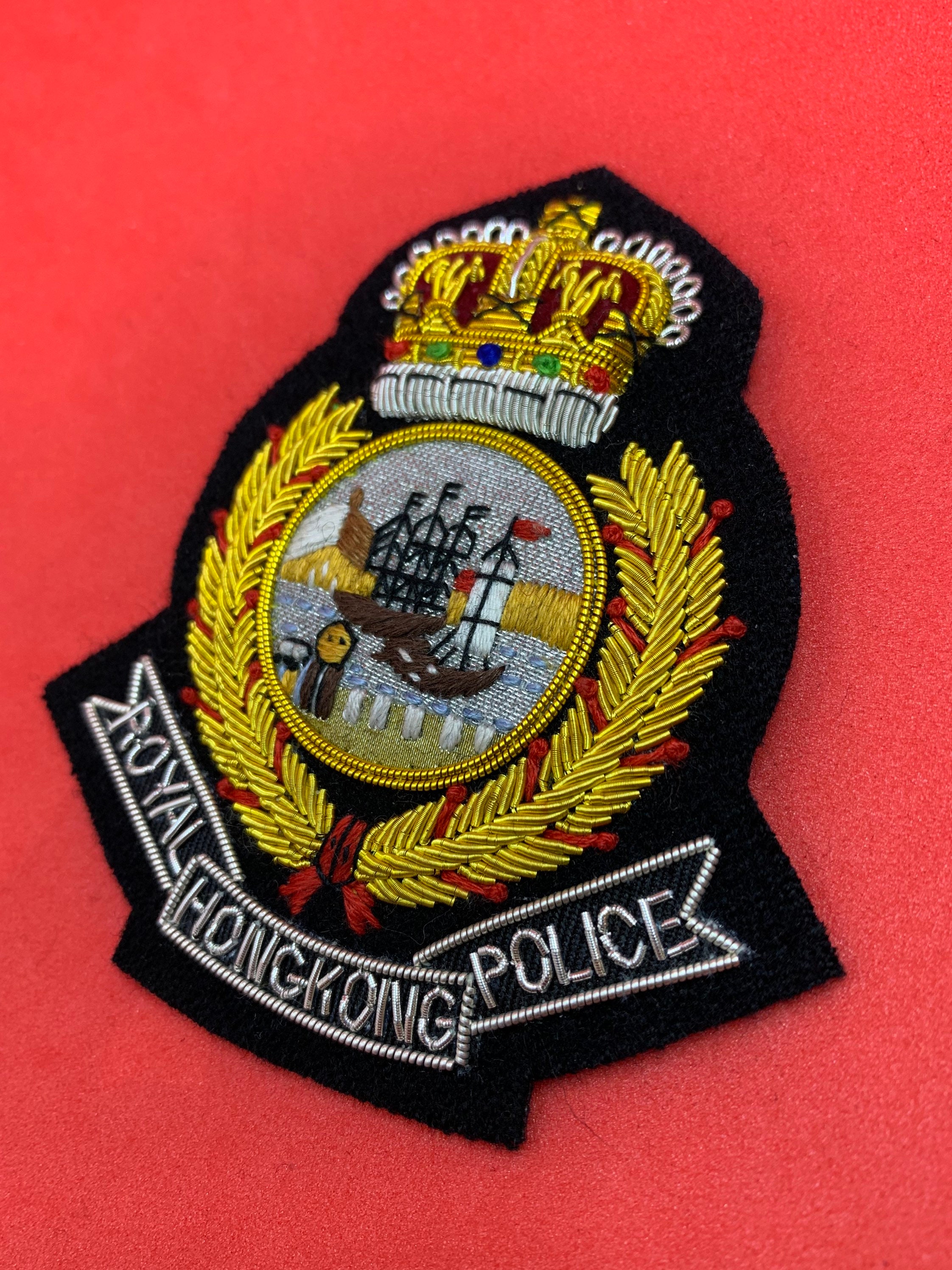 Royal Hong Kong Police Cap Badge RHKP Hand Embroidered Bullion | Etsy