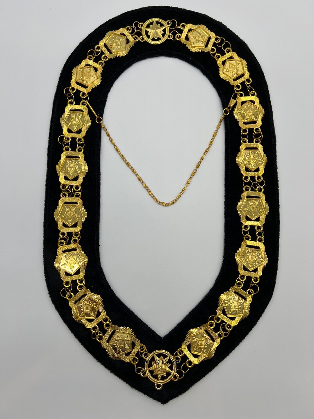 Masonic Regalia Order of Eastern Star Patron Gold Metal Chain Collar on ...