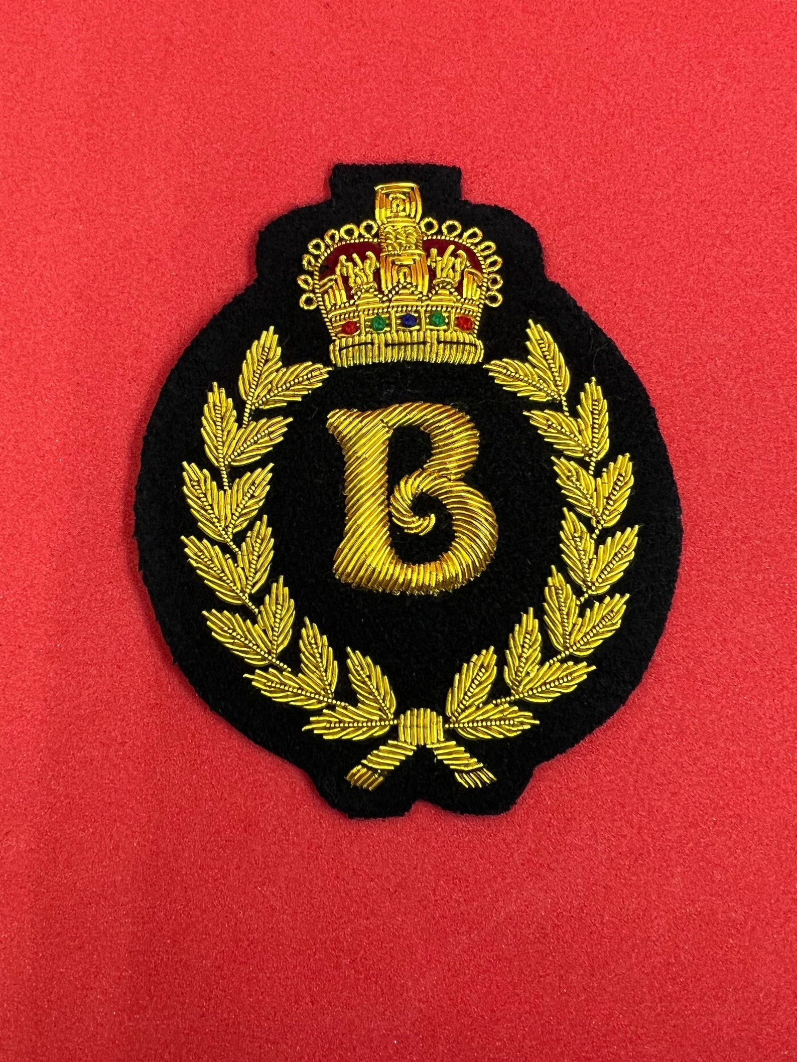 Hand Embroidered Gold Bullion Wire Alphabet Crest Blazer Badge Handmade ...