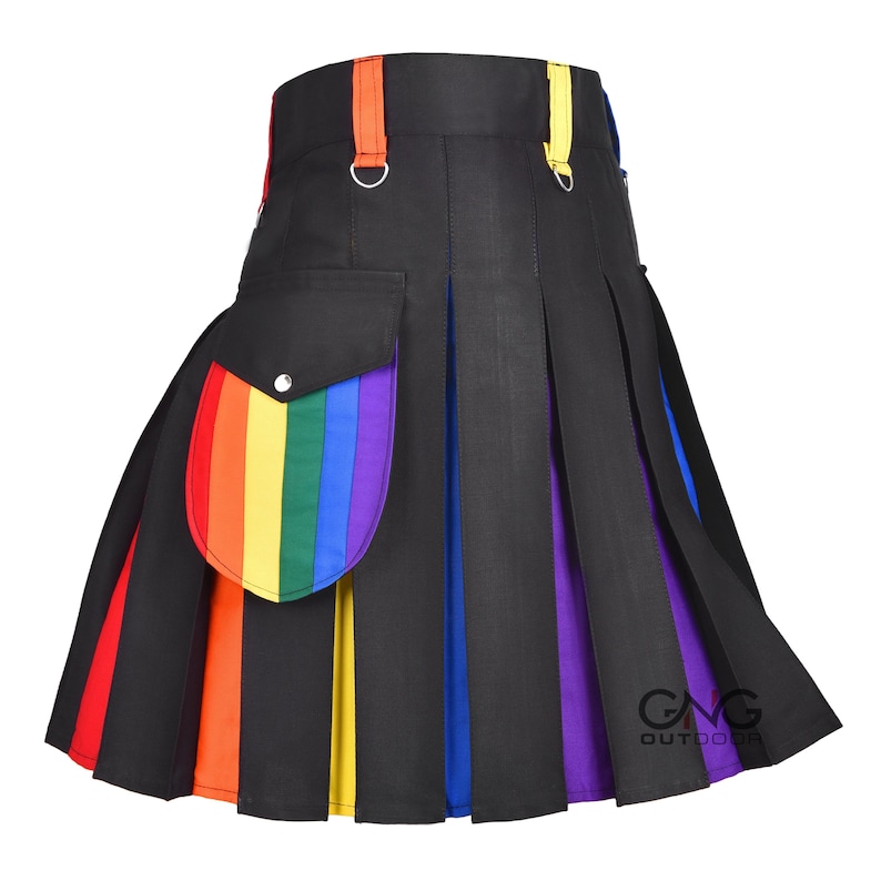 Rainbow Hybrid Pride Kilt LGBT Colorful Gay Kilt Modern Utility Kilts ...