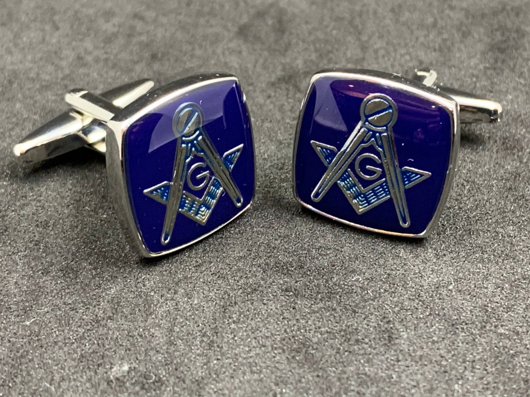Masonic Freemason Cufflinks Square Compass Black Enamel and Gold Plated ...