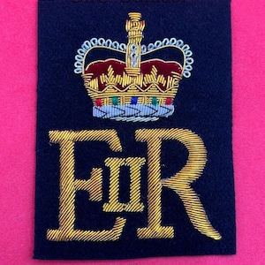 Her Majesty Queen Elizabeth II Cypher Crest EIIR Gold Hand Embroidered ...
