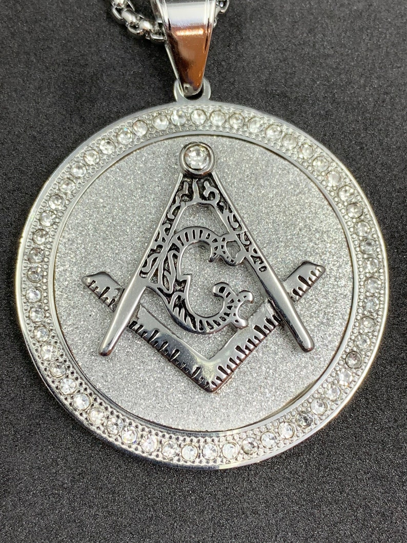 On the Square Masonic G Chain Pendant Masonic Silver Imitation Stone ...