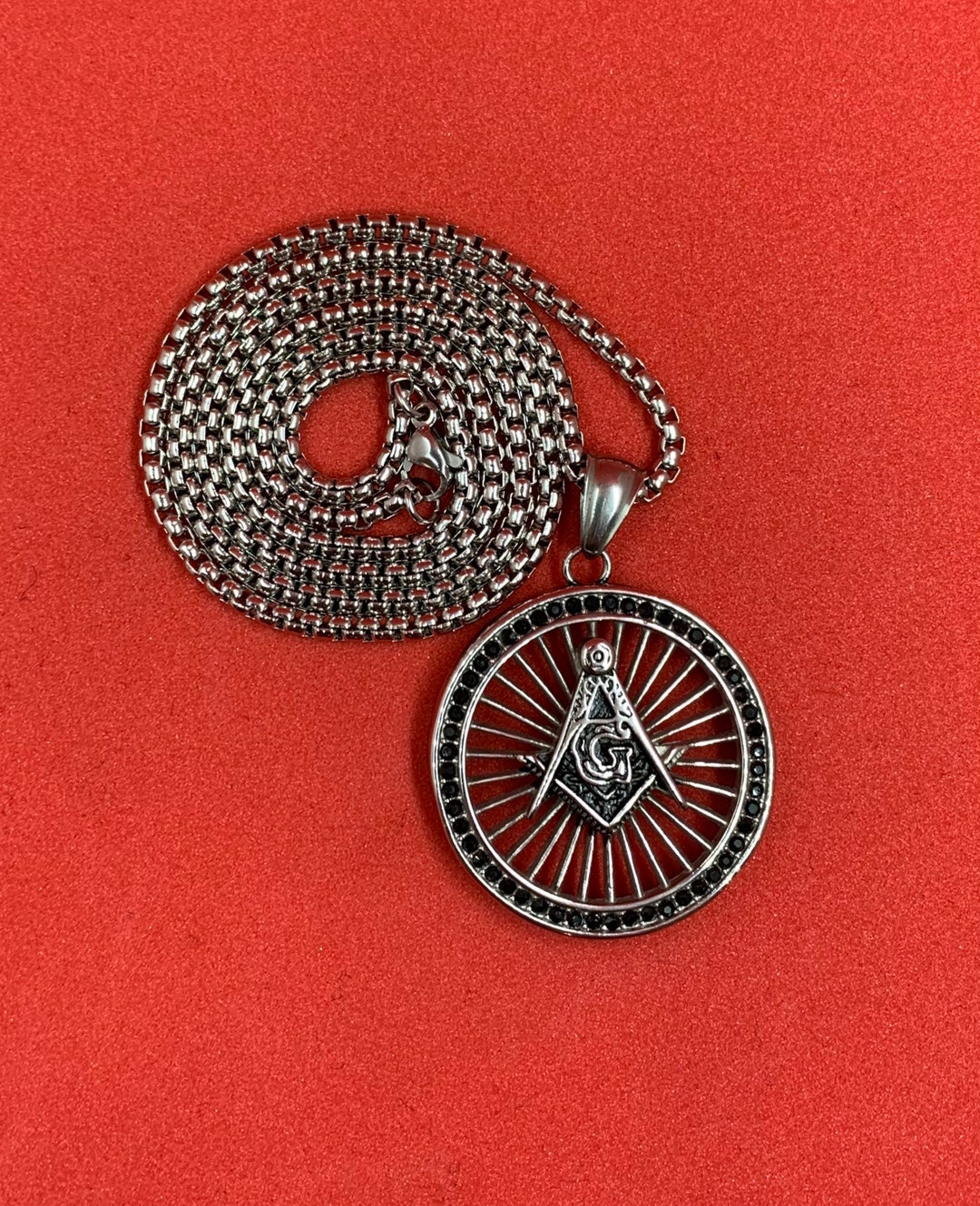 Masonic Square and Compass G Chain Pendant Masonic Silver Neck Wear and ...