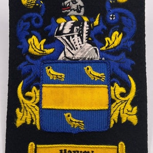 Harvey Coat of Arms Hand Embroidered Bullion and Wire Blazer Badge ...