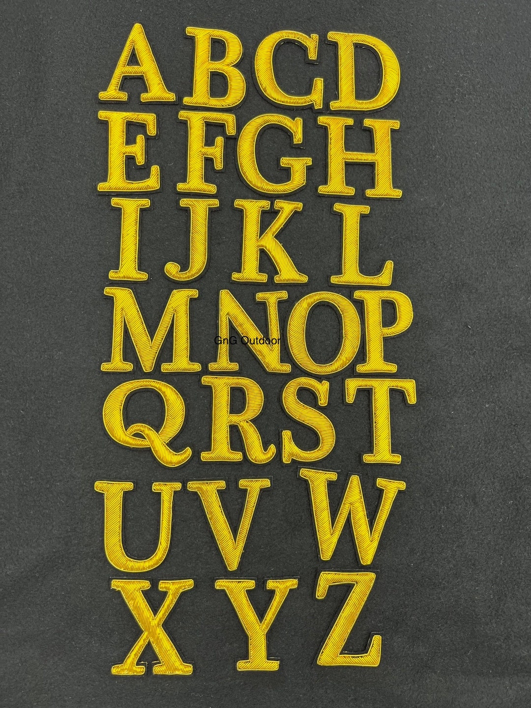 Hand Embroidered Gold Bullion Wire Alphabet Letters Badge Handmade ...