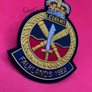 HMS Ledbury Falklands 1982 Blazer Badge Royal Navy Ledbury Blazer Badge Royal Navy Hand ...