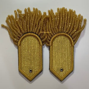 Gold Bullion Shoulder Epaulettes With Heavy Fringe Embroidered Shoulder ...