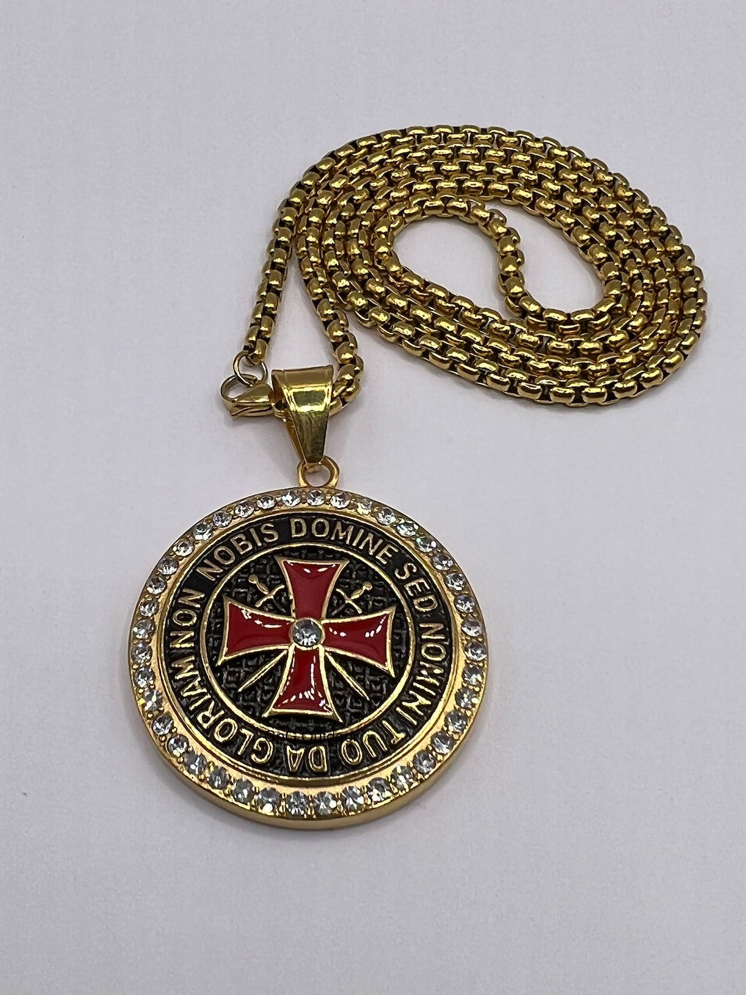 Masonic Knights Templar Seal Gold Plated Neck Pendant Masonic Unisex ...