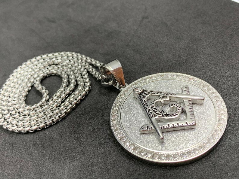 On the Square Masonic G Chain Pendant Masonic Silver Imitation Stone ...