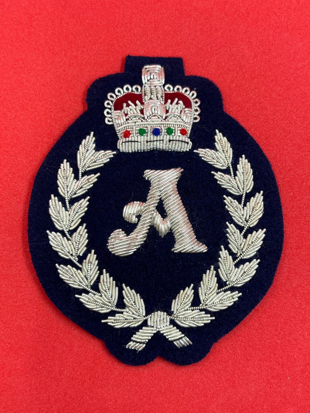 Hand Embroidered Silver Bullion Wire Alphabet Crest Blazer Badges ...