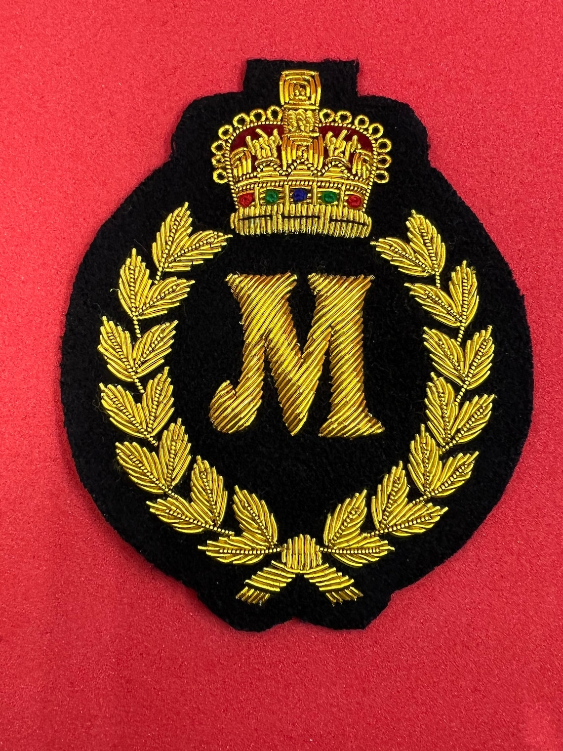 Hand Embroidered Gold Bullion Wire Alphabet Crest Blazer Badge Handmade ...