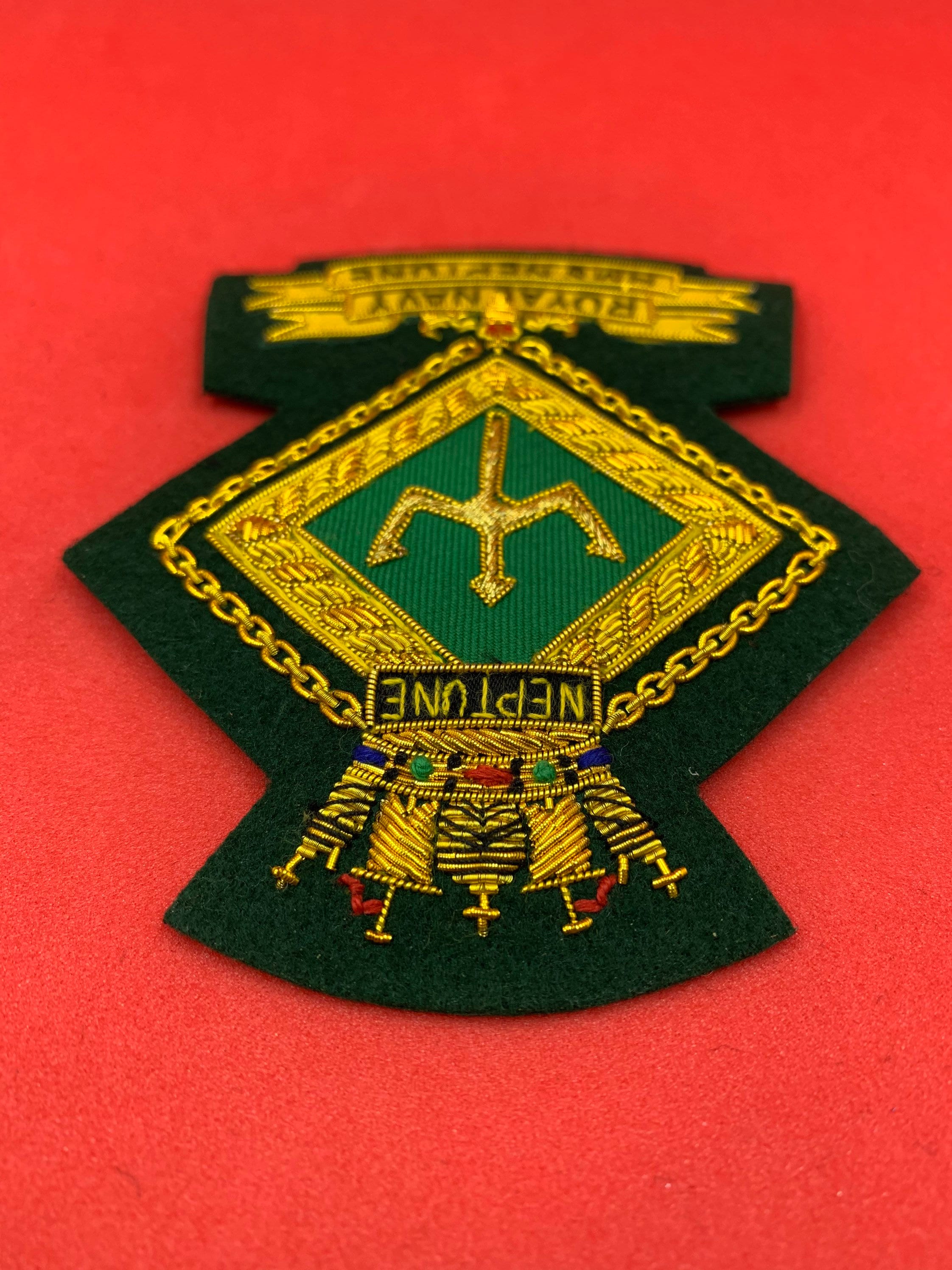 HMS Neptune Royal Navy Blazer Badge Royal Navy Embroidered Bullion Wire ...
