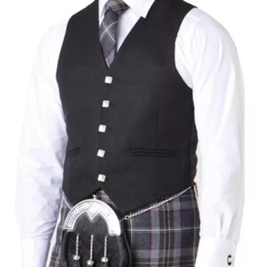 Men’s Black Argyle Kilt Jacket With Vest Wedding Jacket/ Chest 34” to ...
