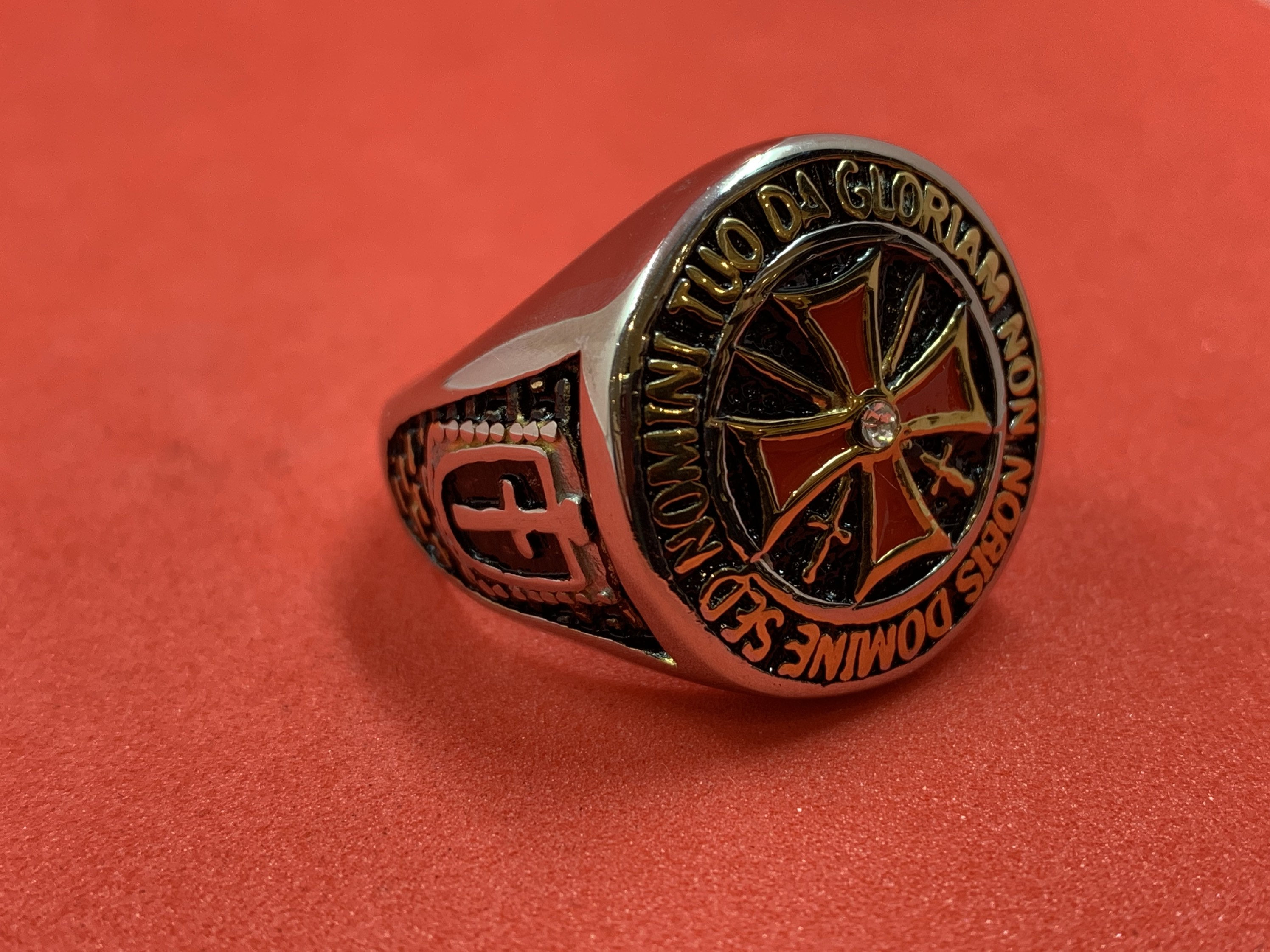 Knight Templar Cross Seal Silver Ring Masonic Men’s Stainless Steel ...