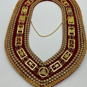Masonic Regalia Order of Eastern Star Patron Gold Metal Chain Collar on ...