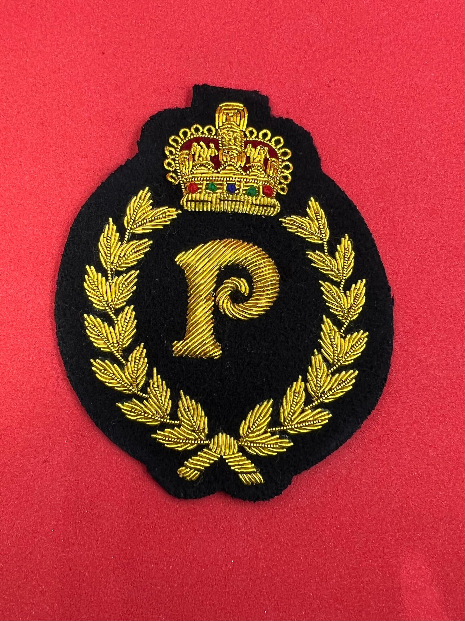 Hand Embroidered Gold Bullion Wire Alphabet Crest Blazer Badge Handmade ...